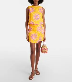 CALA DE LA CRUZ Avelino Printed Linen Crop Top