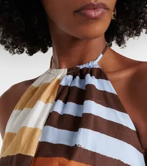 CALA DE LA CRUZ Lodi Striped Linen Crop Top