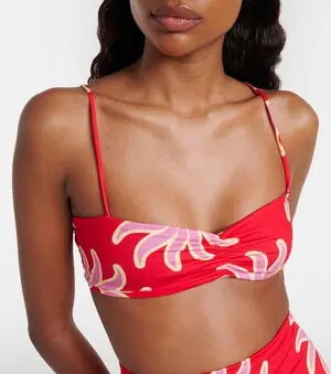 CALA DE LA CRUZ Lilo Printed Ruched Bikini Top - Multicoloured