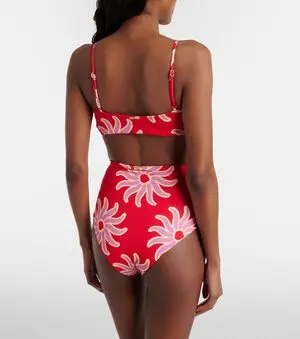 CALA DE LA CRUZ Lilo Printed Ruched Bikini Top - Multicoloured
