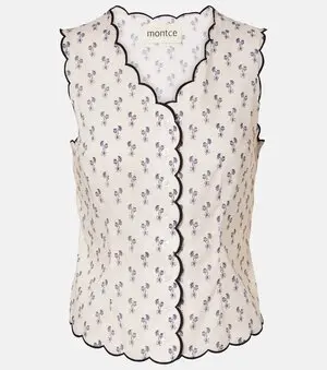 MONTCE Cynthia Floral Scalloped Cotton Vest - White