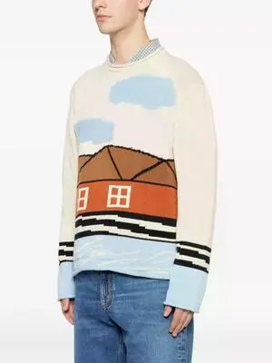 Nn07 Mikkel House-graphic Crew-neck Sweater