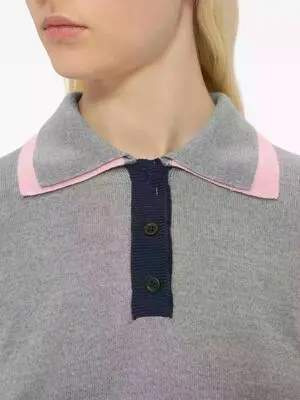 MSGM Short Sleeve Buttoned Polo Shirt With Ribbed Trims - Grey