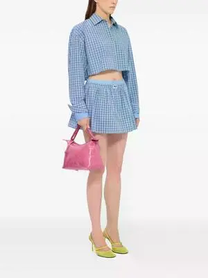 MSGM Gingham Pattern Tie-fastening Cropped Shirt