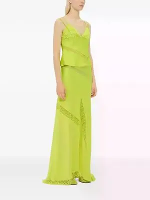 MSGM Lace Trimmed V-neck Tank Top - Green