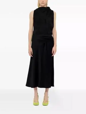 MSGM Sleeveless Bow Knot Midi Dress - Black