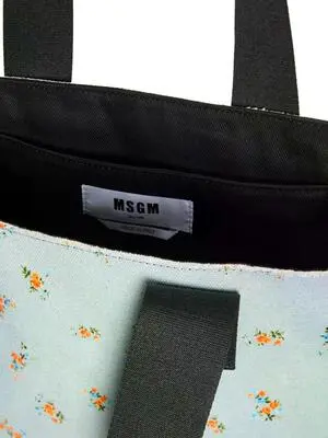 MSGM Floral Print Tote Bag - Blue