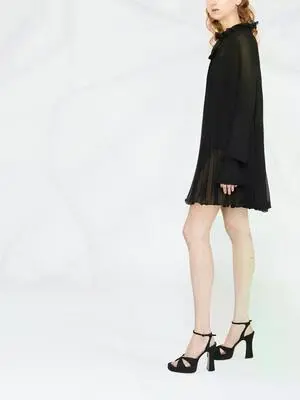 Philipp Plein Pleated High Neck Tie Neck Dress