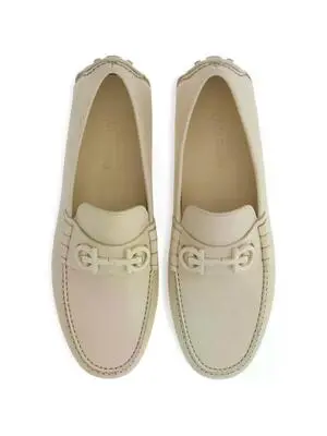 FERRAGAMO Gancini Plaque Leather Loafers