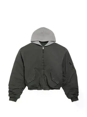 Balenciaga Hooded Zip-up Bomber Jacket - Grey
