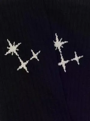 LANEUS Laneus Star Embellished Ribbed Ankle Socks Black