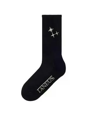 LANEUS Star Embellished Ribbed Ankle Socks