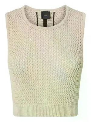Pinko Sleeveless Knitted Crop Top With Openwork Detailing