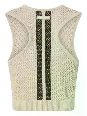 Pinko Sleeveless Knitted Crop Top With Openwork Detailing