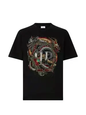 Philipp Plein Round-neck Dragon-motif T-shirt - Black
