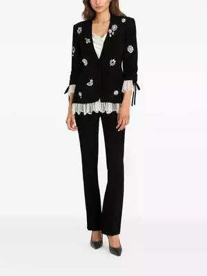 Cinq À Sept Crystal-embellished Lace Trim Blazer