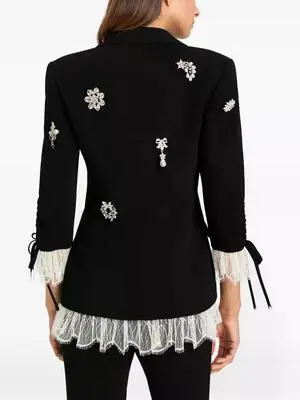 Cinq À Sept Crystal-embellished Lace Trim Blazer