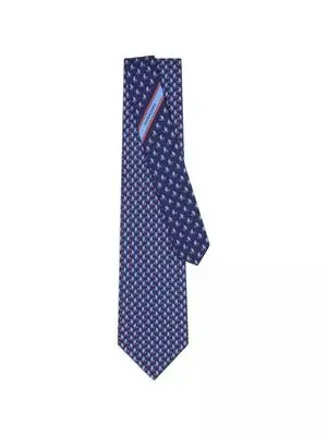 FERRAGAMO Printed Silk Tie - Blue