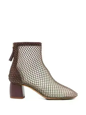 FORTE_FORTE Studded Net Ankle Boots - Brown