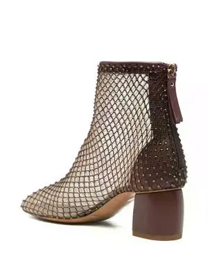 FORTE_FORTE Studded Net Ankle Boots - Brown