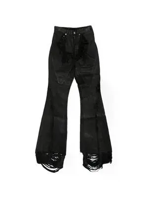 Rick Owens Boot-cut Jeans With Frayed Detailing - Black