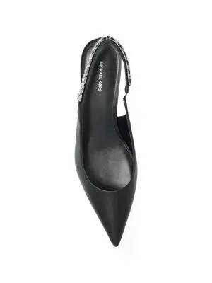 Michael Kors Chain Detail Pointed Leather Slingback Pumps