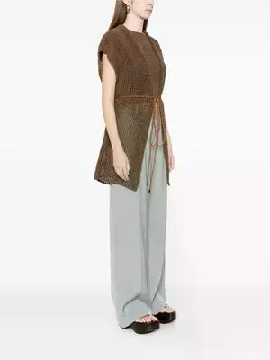 Alpha Studio Open Knit V-neck Waist Belted Cardigan