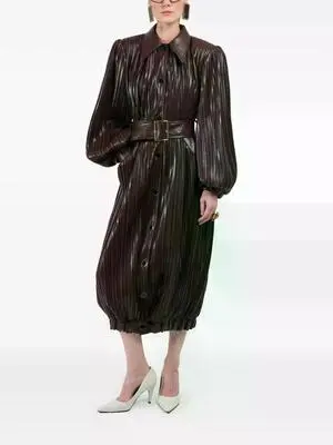 ROWEN ROSE Pleated Long Bomber Coat