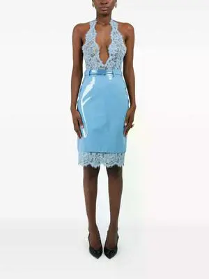 ROWEN ROSE Lace Belt Midi Skirt - Blue