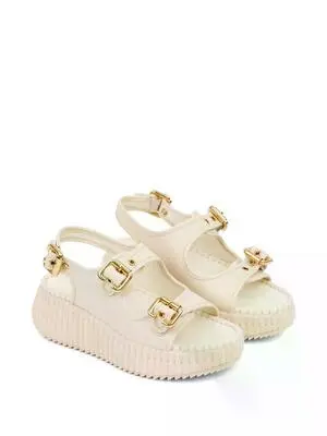 Chloé Nama Leather Sandals With Buckle Fastening - Neutrals