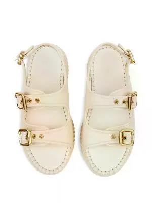 Chloé Nama Leather Sandals With Buckle Fastening - Neutrals