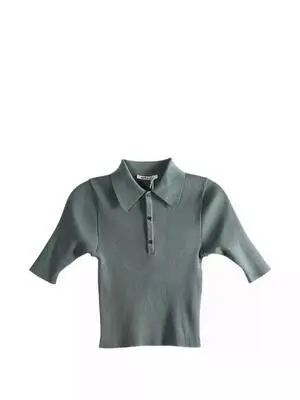 Auralee Ribbed Polo Shirt - Grey