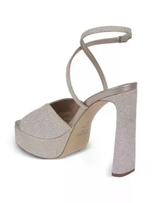 JIMMY CHOO Glitter Platform Sandals - Neutrals
