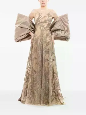 SAIID KOBEISY Beige Bow Embellishment Cape