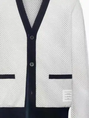 Thom Browne Mesh V-neck Cardigan - White