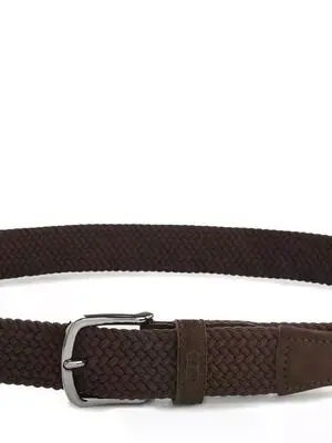 BOSS Woven Belt With Leather Trims - Brown