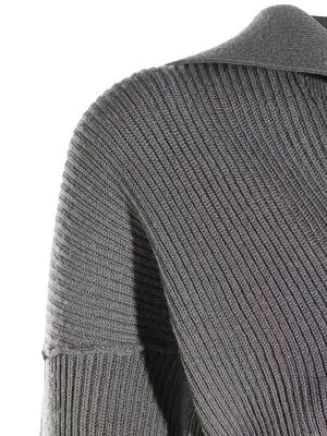 Rick Owens Ribbed V-neck Cropped Sweater - Grey