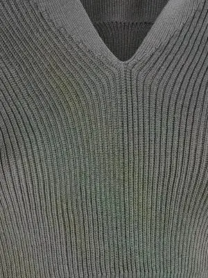 Rick Owens Ribbed V-neck Cropped Sweater - Grey