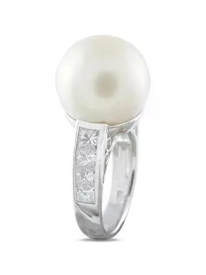 LB EXCLUSIVE Platinum Diamond And Pearl Ring - Silver