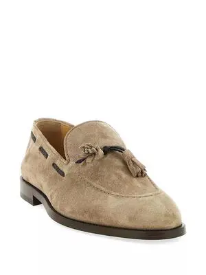 Brunello Cucinelli Woven Leather Tassel Loafers - Neutrals
