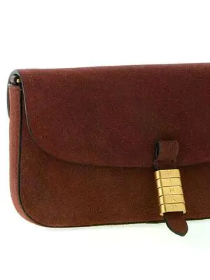 Pinko Medium Saddle Flat Suede Shoulder Bag - Red