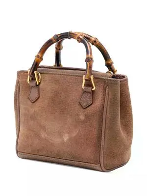 Gucci 20th Century Suede Bamboo Satchel - Brown