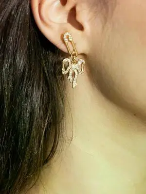 VIVIENNE WESTWOOD Tone Orb And Bow Safety Pin Earrings