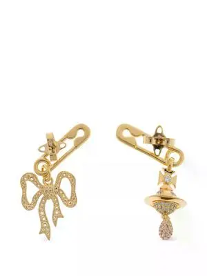 VIVIENNE WESTWOOD Tone Orb And Bow Safety Pin Earrings