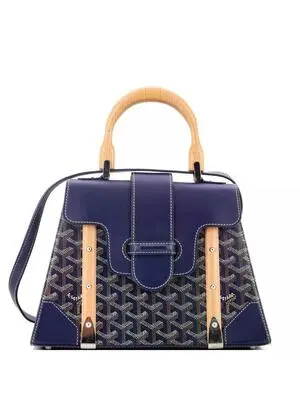 Goyard Saigon Top Handle Bag Coated Canvas Pm Satchel - Blue