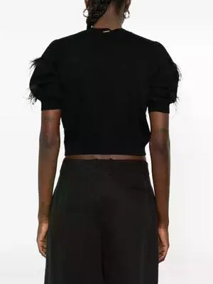 TWINSET Feather Detail Cropped Cardigan - Black