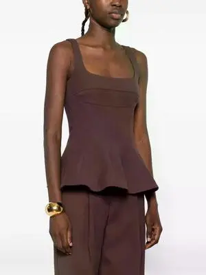Stine Goya Square Neck Flared Hem Sleeveless Top
