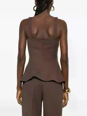 Stine Goya Square Neck Flared Hem Sleeveless Top