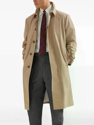 Brunello Cucinelli Belted Techno Cotton Gabardine Trench Coat