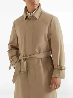 Brunello Cucinelli Belted Techno Cotton Gabardine Trench Coat